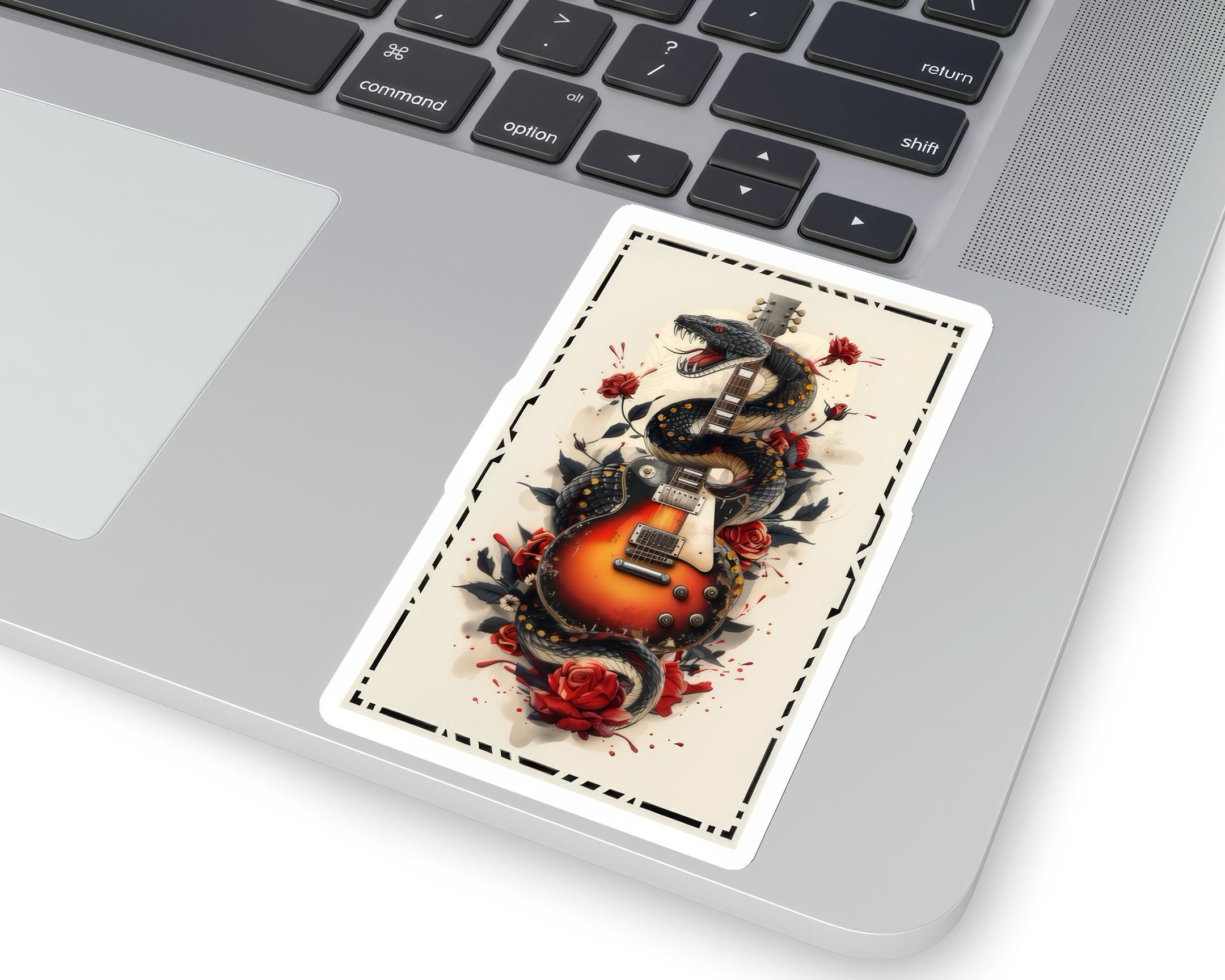Guitar Player Sticker Musicians Sticker Guitar With Snake Graphic Kiss ...