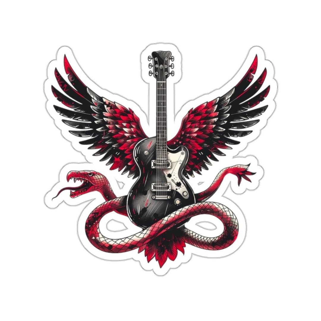 Retro Guitar Sticker | Instrument Sticker | Les Paul Sticker | Snake ...