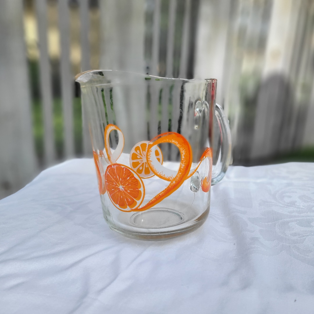 Vintage Juice Pitcher, Glass Orange Juice Pitcher - Etsy