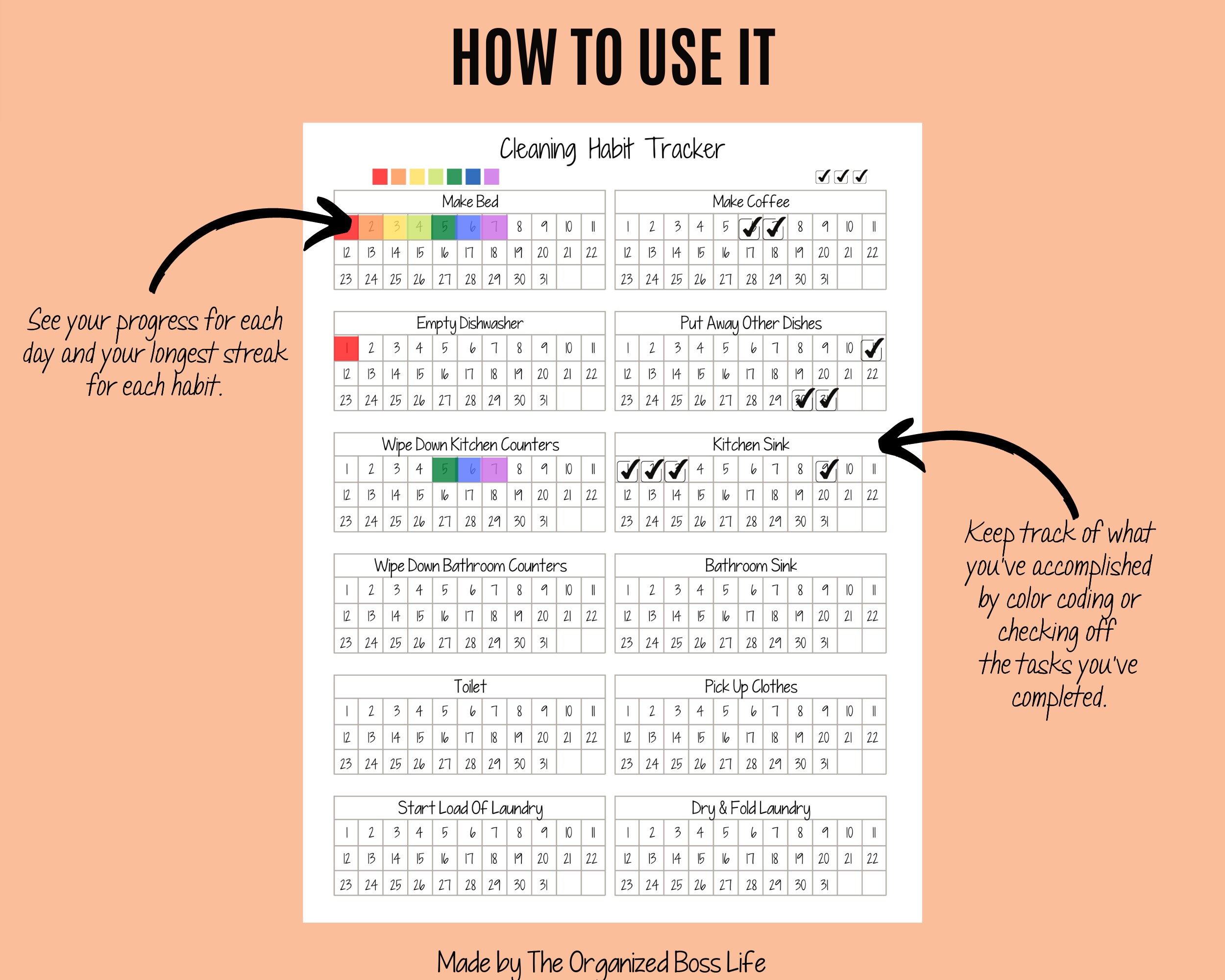 Printable, Planner Inserts, Routine, Habit Tracker, Home Tracker, Small ...