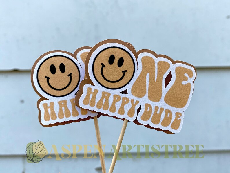 One Happy Dude Cupcake Toppers Neutral Colored Cupcake - Etsy