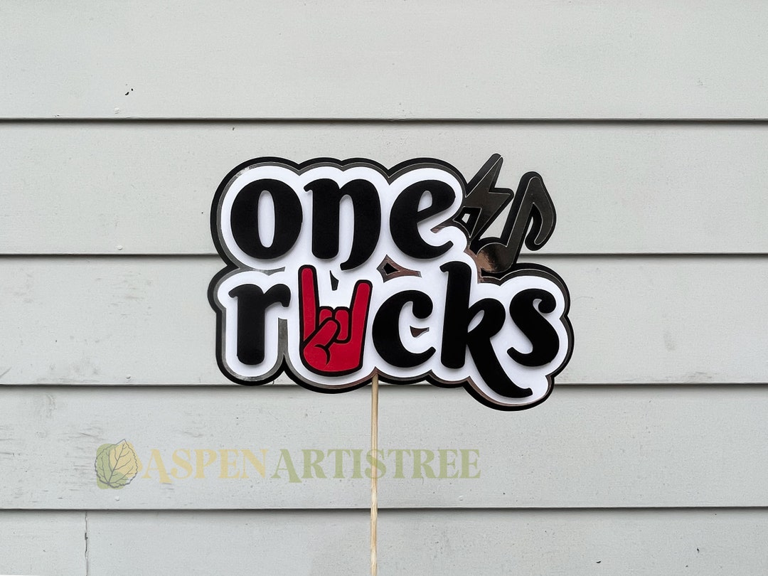 One Rocks Cake Topper First Birthday Cake Topper Rocked Year One Rocker ...