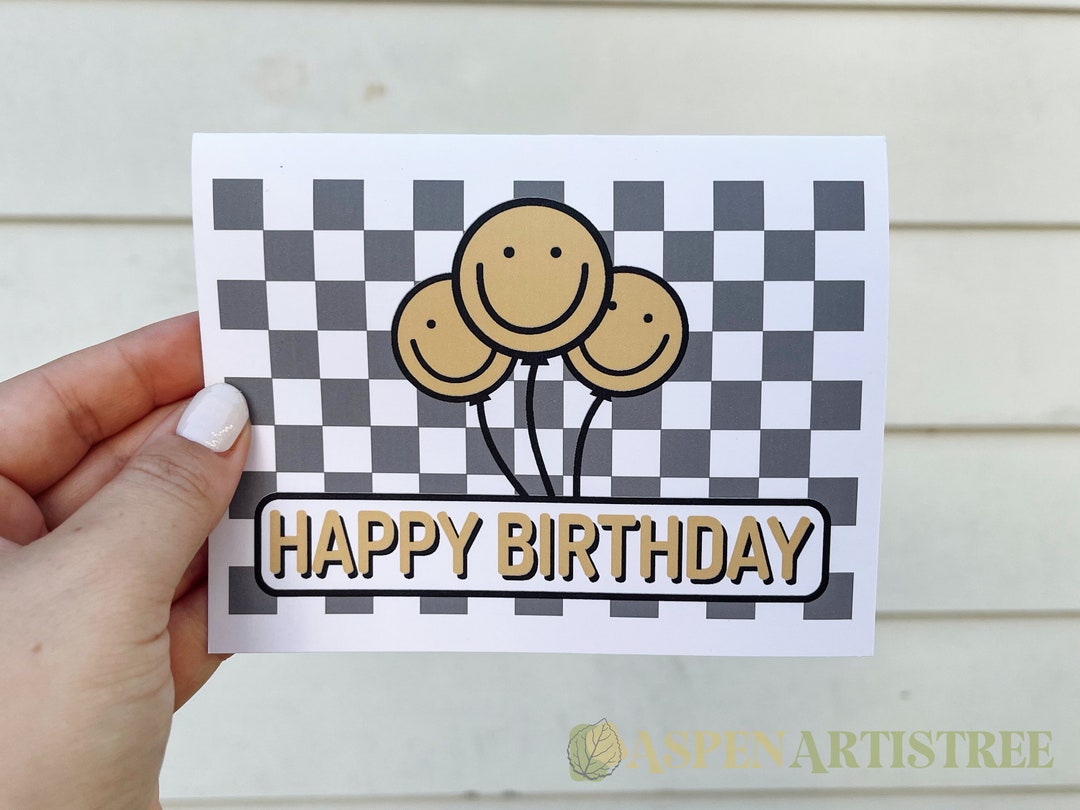 Smiley Face Birthday Card Smiley Face Birthday Smiley Face Balloon Card ...