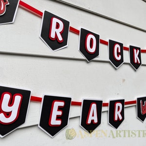 One Rocks Banner Rocked Year One Banner First Birthday Banner Rock ...