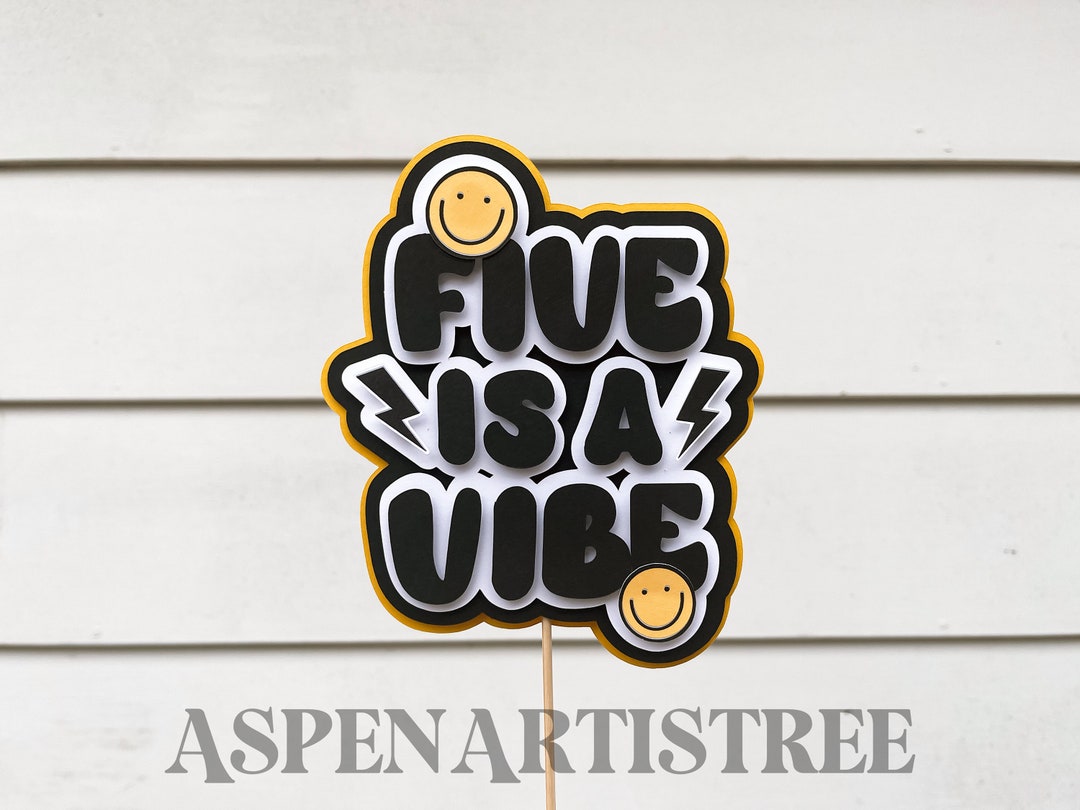 Five is a Vibe Cake Topper Five is a Vibe Decorations 5th Birthday Cake ...