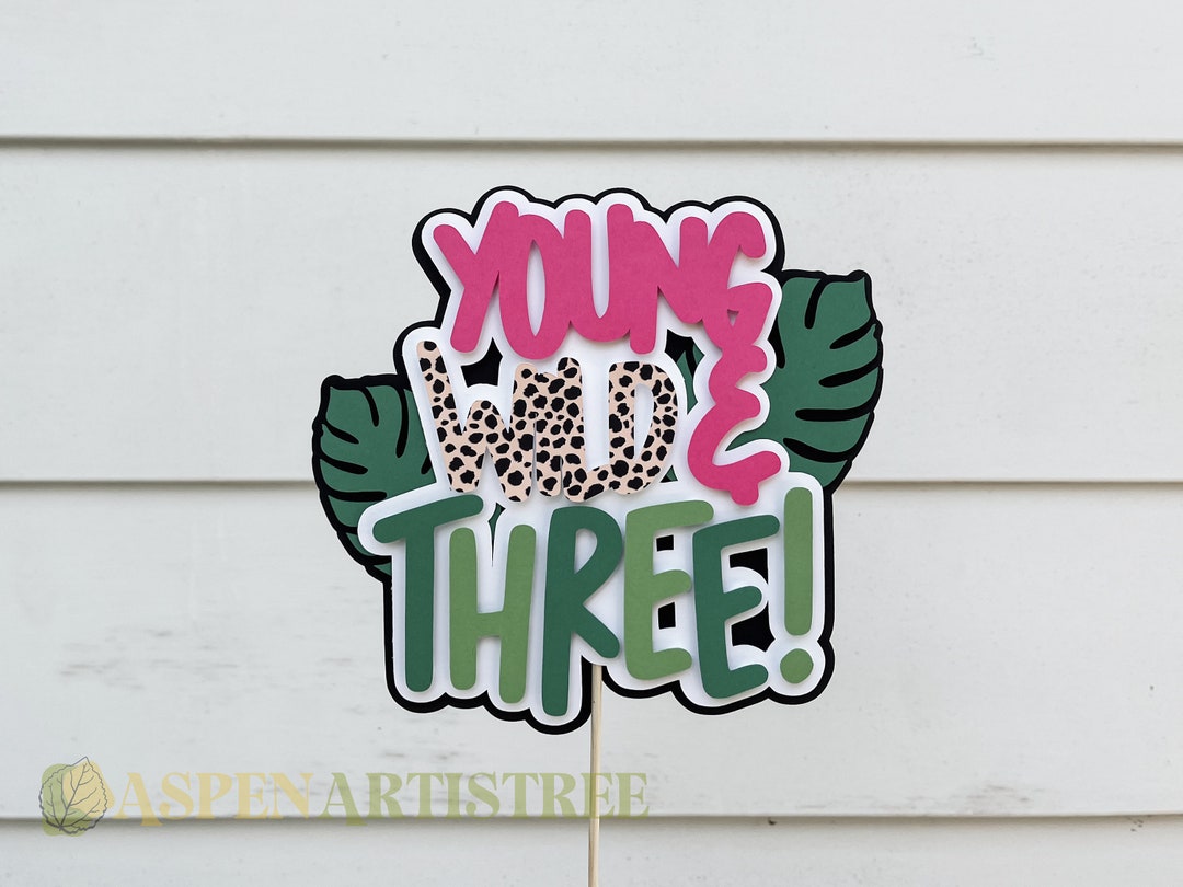 Young Wild and Three Cake Topper Wild Birthday Third Birthday Young ...