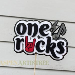 One Rocks Cake Topper First Birthday Cake Topper Rocked Year One Rocker ...