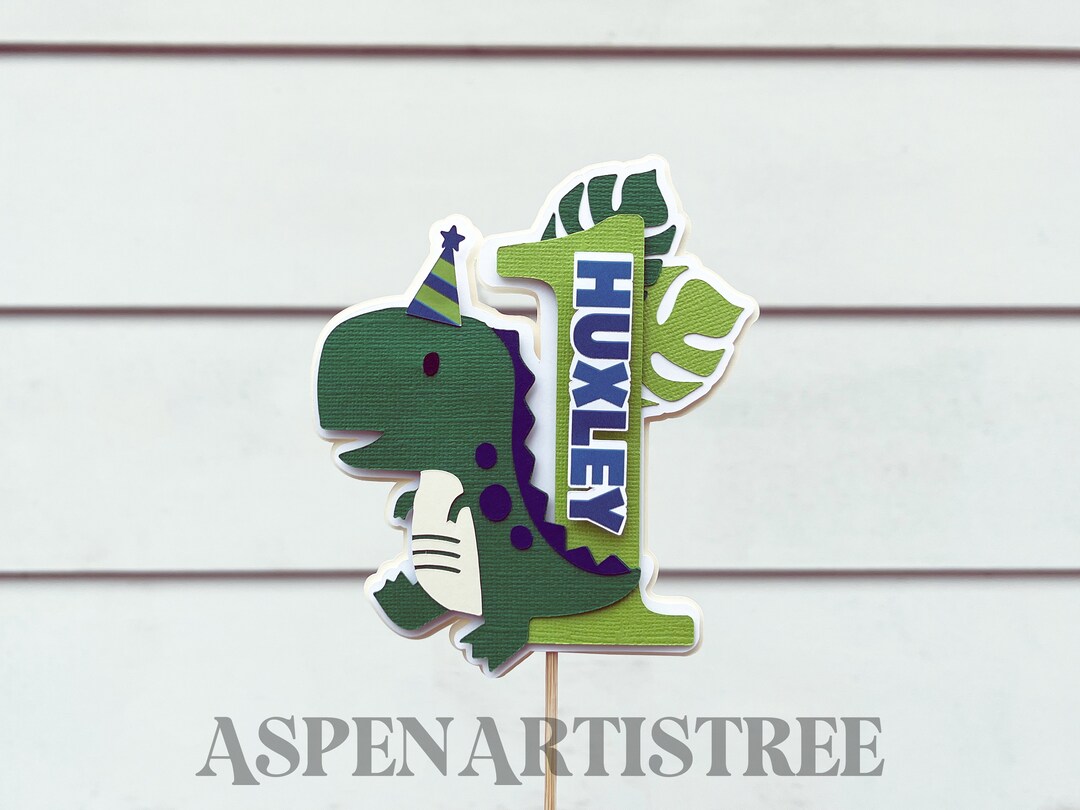 Personalized Dino Cake Topper Boys Dinosaur Birthday Decorations Dino ...