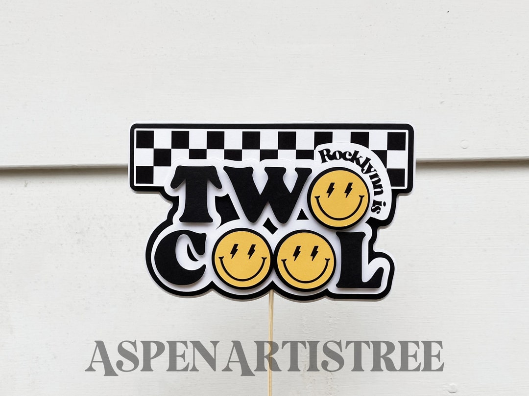 Two Cool Cake Topper Custom 2nd Birthday Cake Topper Smiley Face Cake ...