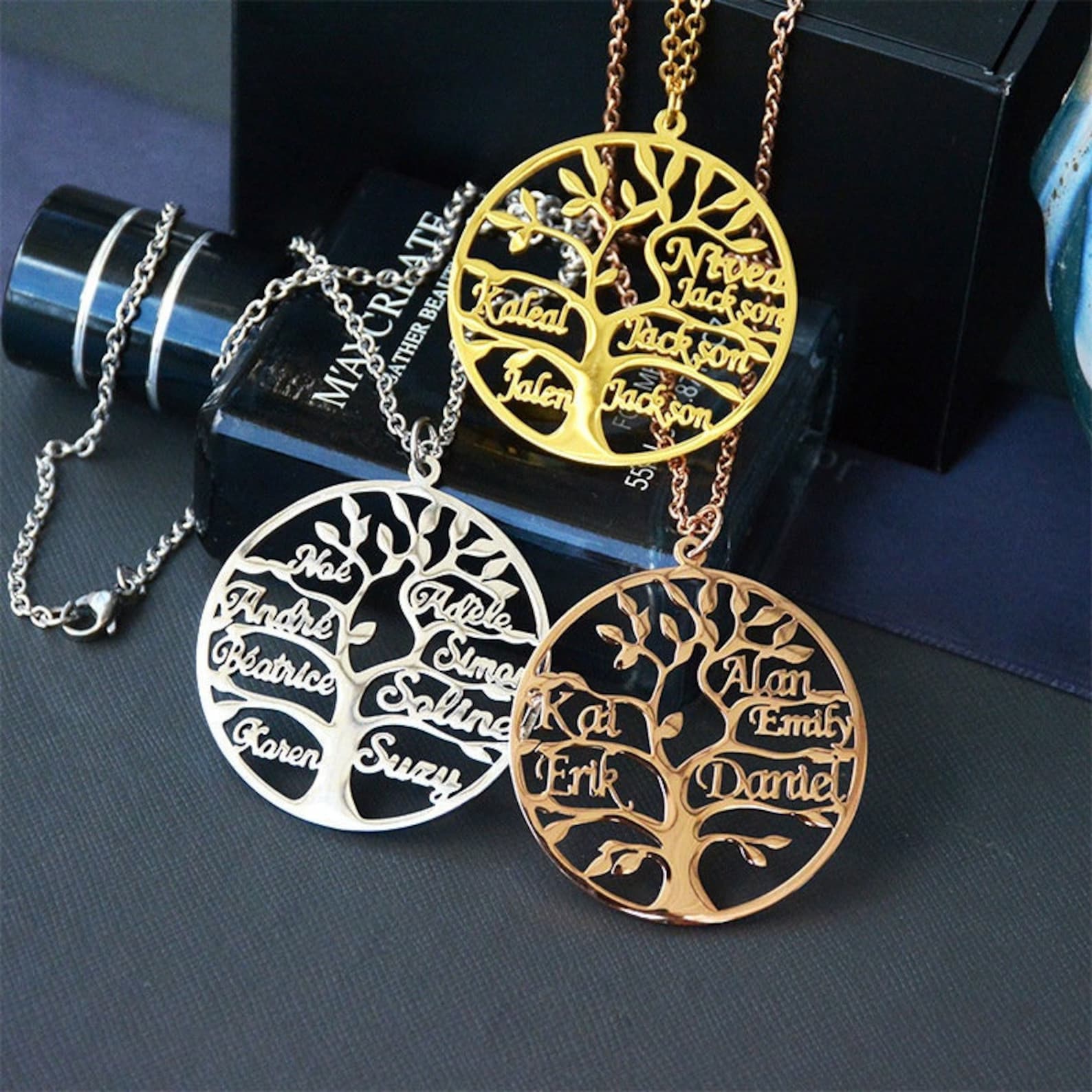Personalized Family Tree Necklace Custom Family Name Jewelry Tree of ...