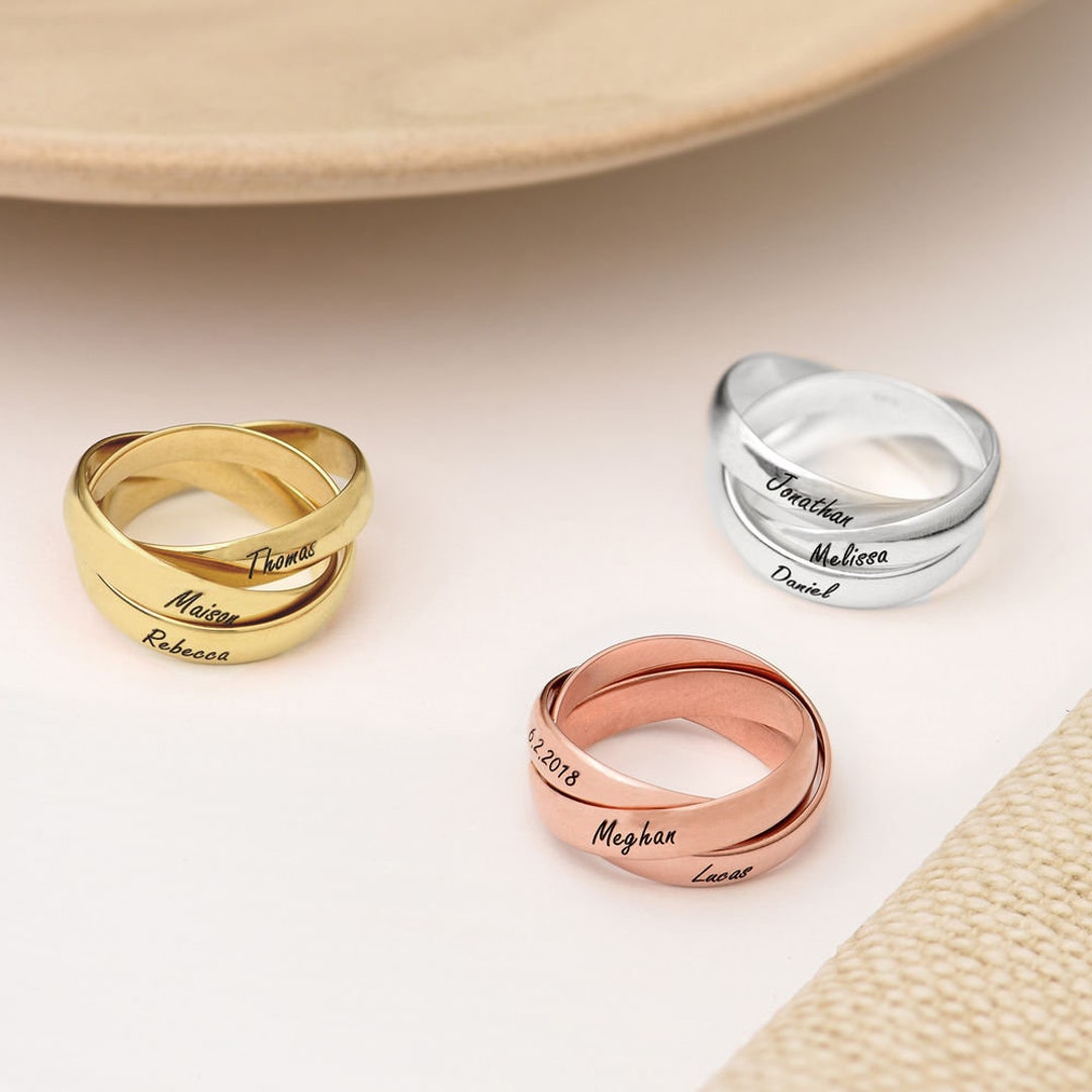 Custom Multi Name Engraved Ring Band Personalized Customized - Etsy