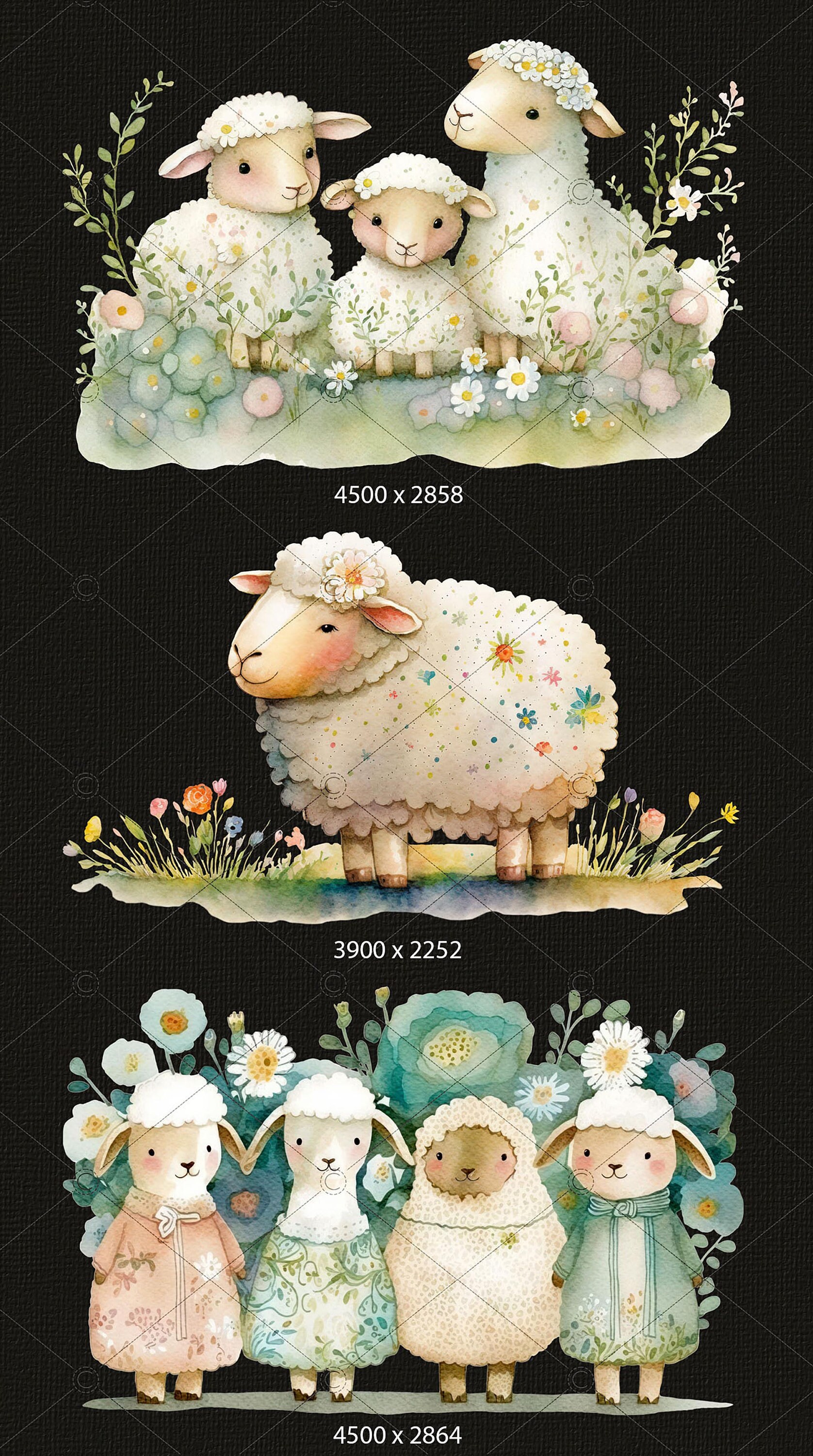 Watercolor Spring Easter Cute Lamb Sheep Clipart, Digital Spring Easter ...