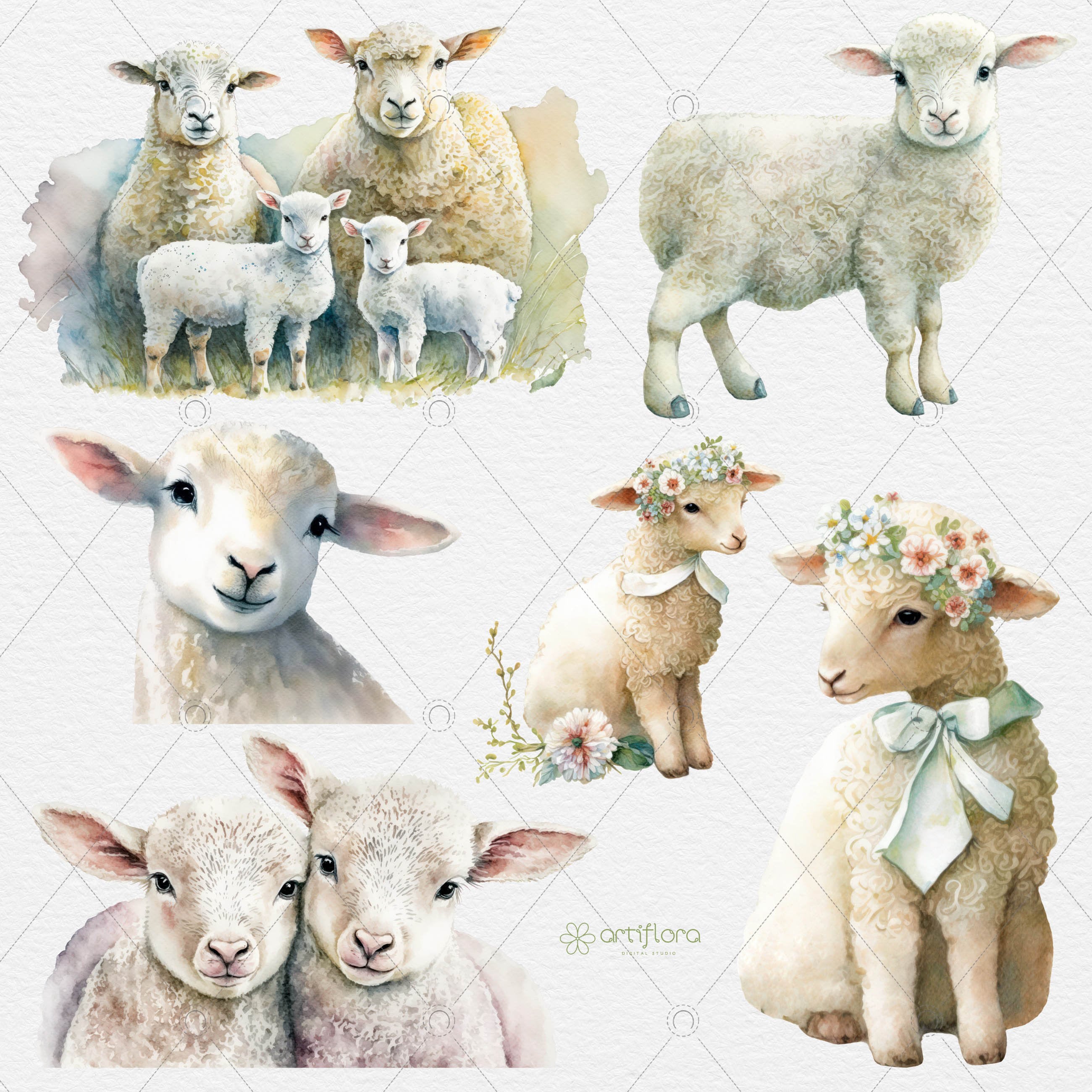 Watercolor Spring Easter Cute Lamb Sheep Clipart, Spring Easter ...