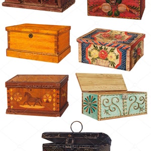Vintage Boxes Clipart, Jewelry Box Clipart, Watercolor Vintage Boxes ...