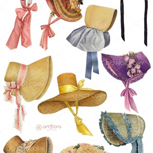Watercolor Bonnets Clipart, Vintage Baby Hats, Baby Bonnet Clipart ...