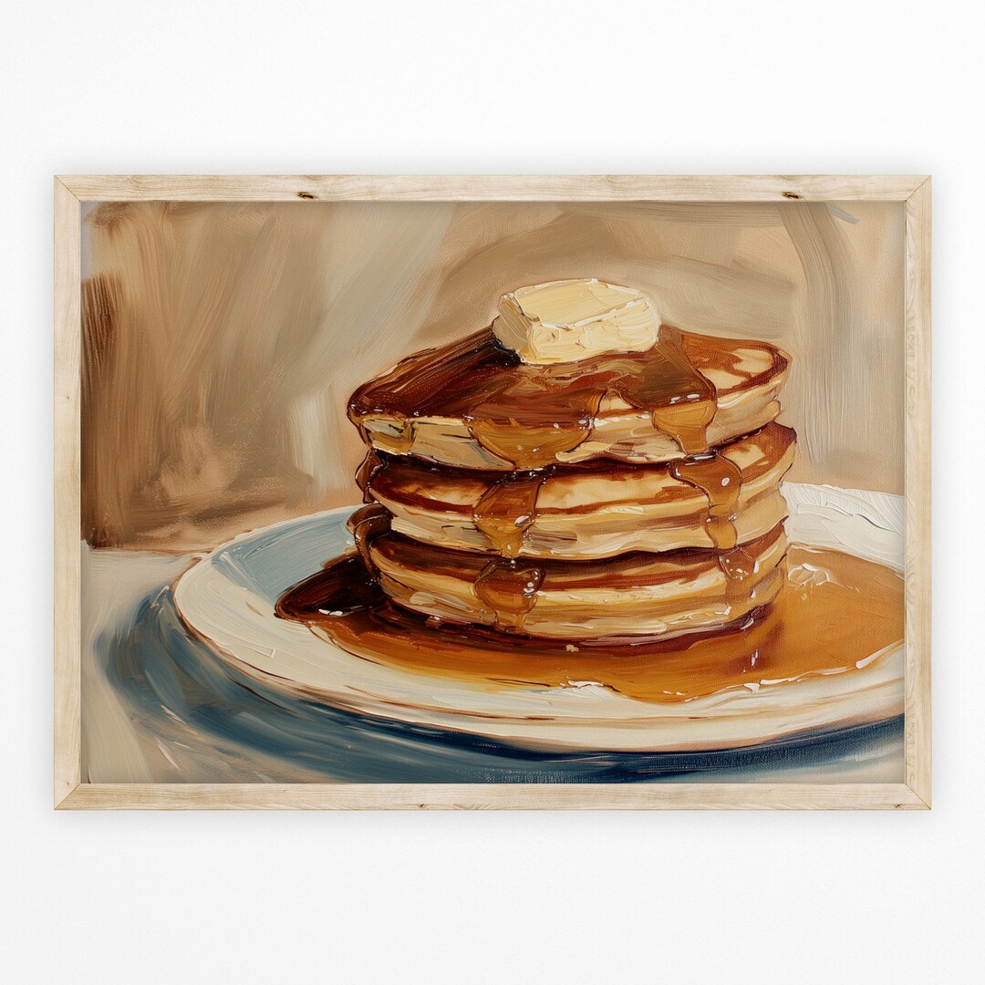 Kitchen Still Life Painting | Stack of Pancakes With Maple Syrup Wall ...