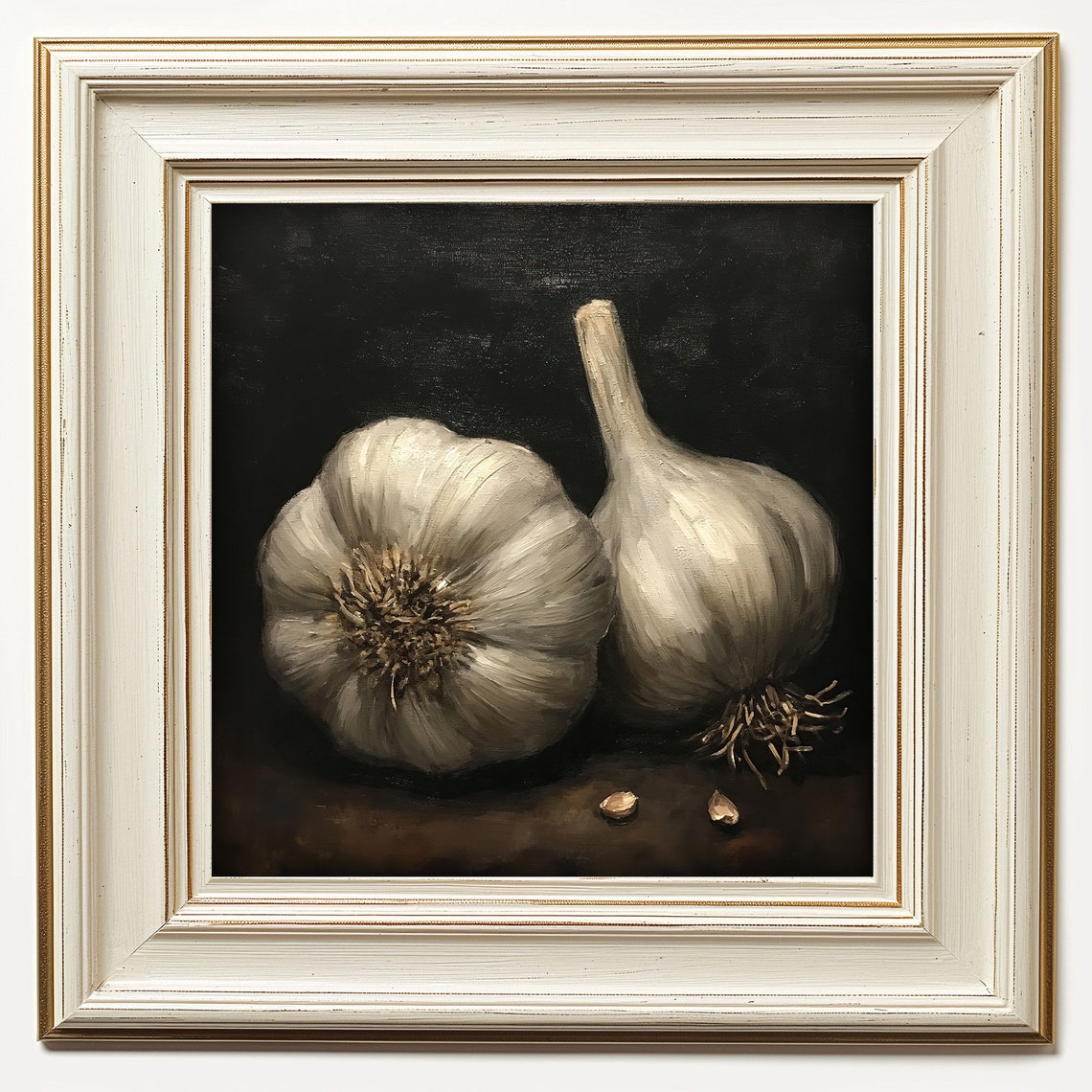 Kitchen Still Life Painting | Garlic Wall Art | Kitchen Food Oil ...