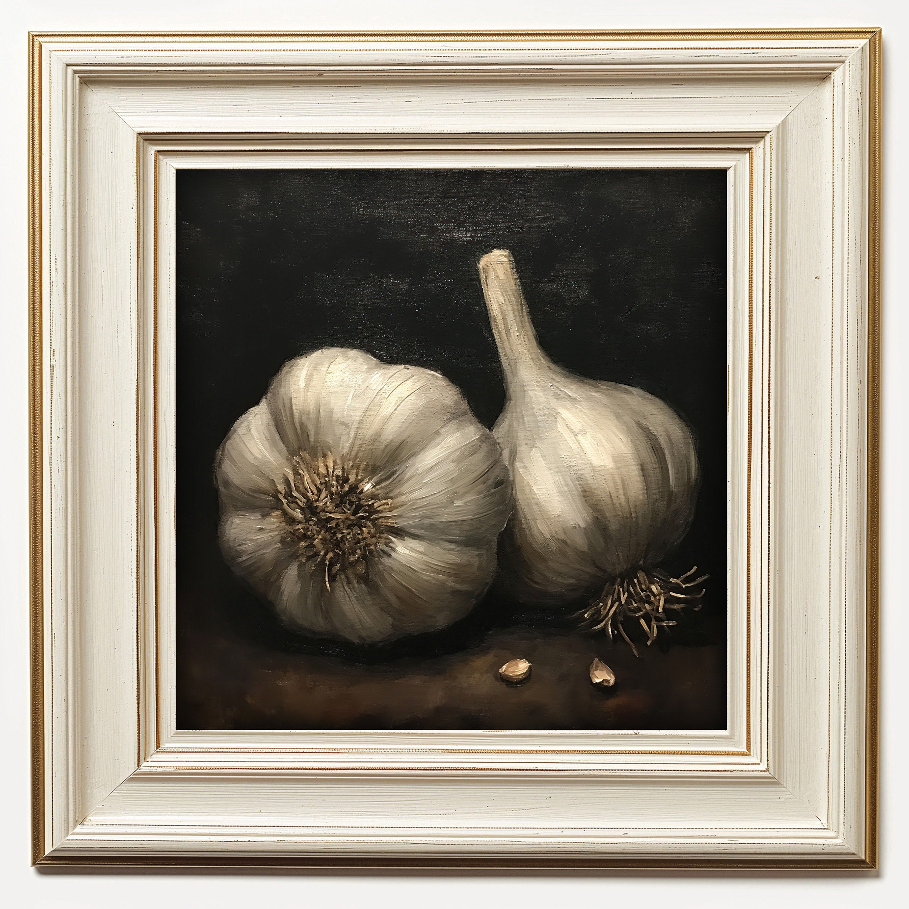 Kitchen Still Life Painting | Garlic Wall Art | Kitchen Food Oil ...