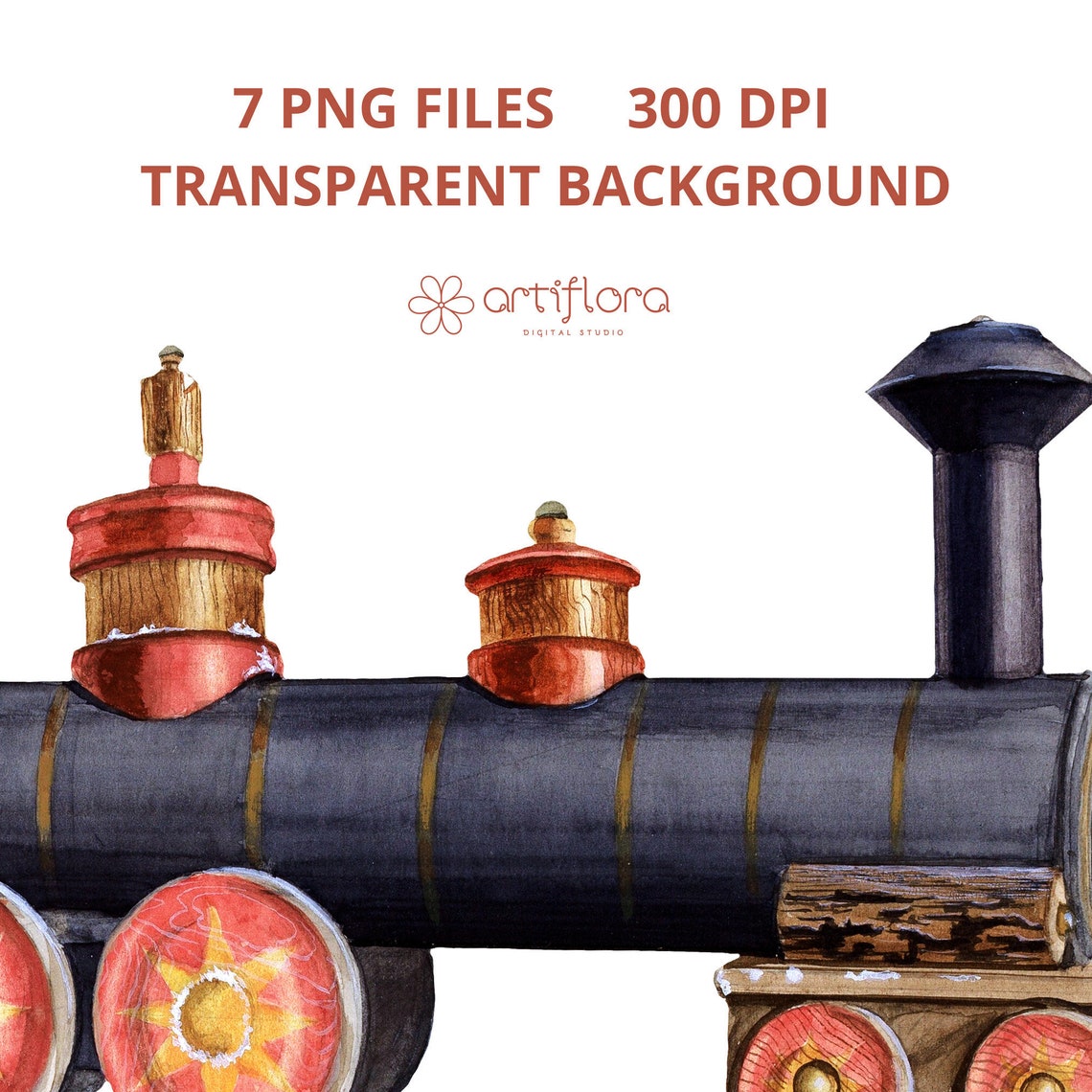 Vintage Toys Clipart, Watercolor Kids' Toys, Toy Train Watercolor, Toy ...