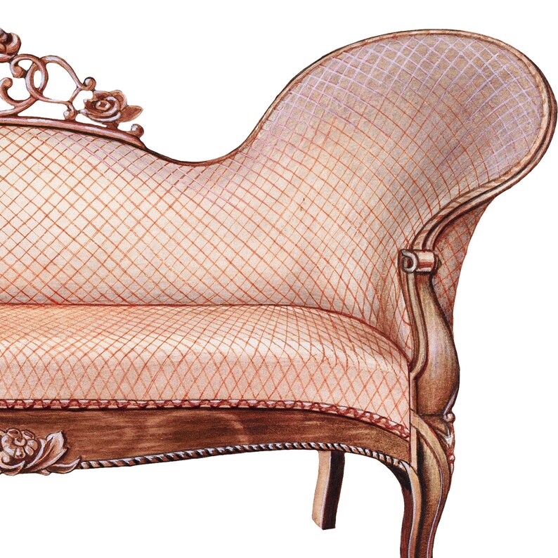 Furniture Clipart Vintage Interior Clipart Antique Sofa - Etsy