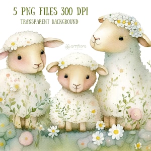 Watercolor Spring Easter Cute Lamb Sheep Clipart, Digital Spring Easter ...