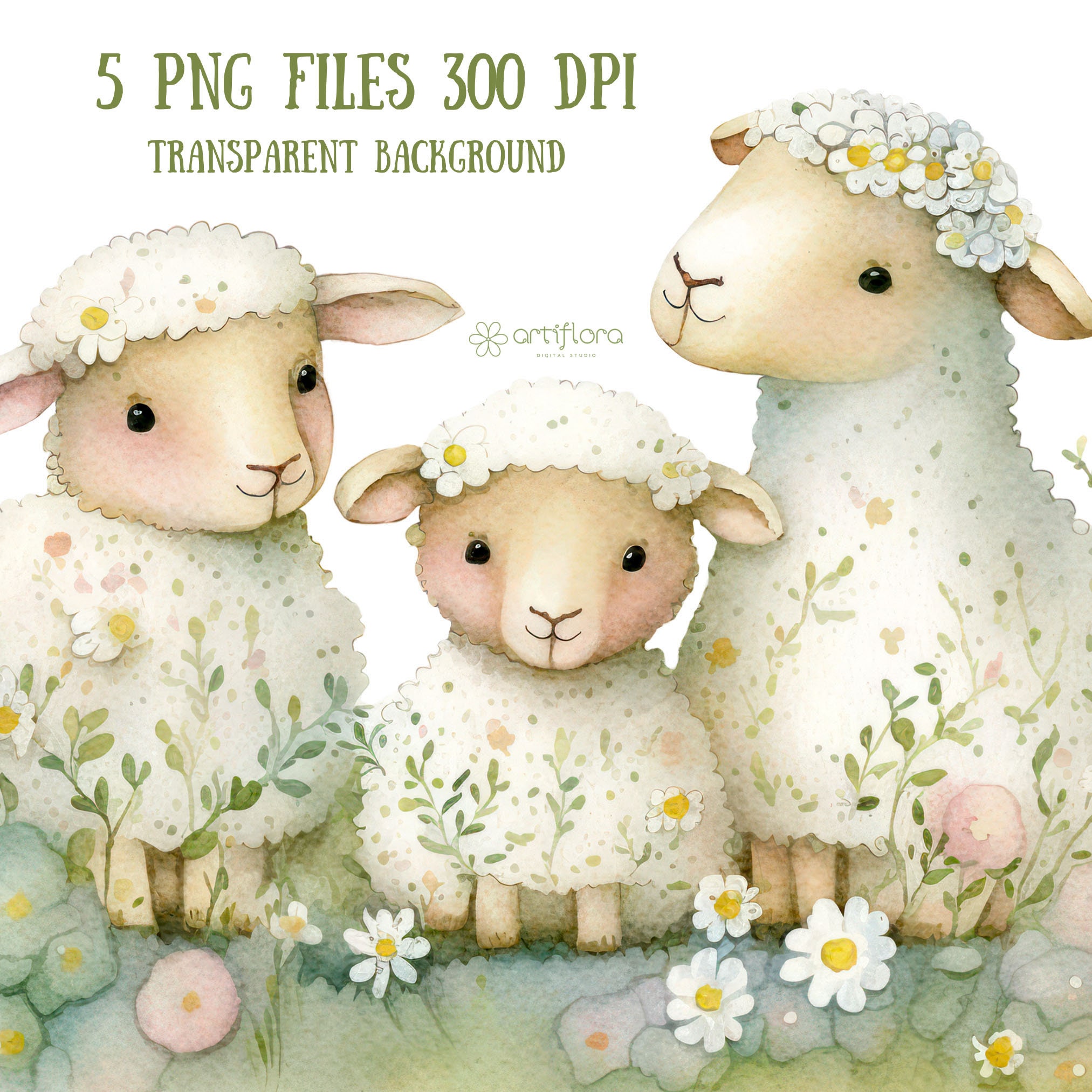 Watercolor Spring Easter Cute Lamb Sheep Clipart, Digital Spring Easter ...