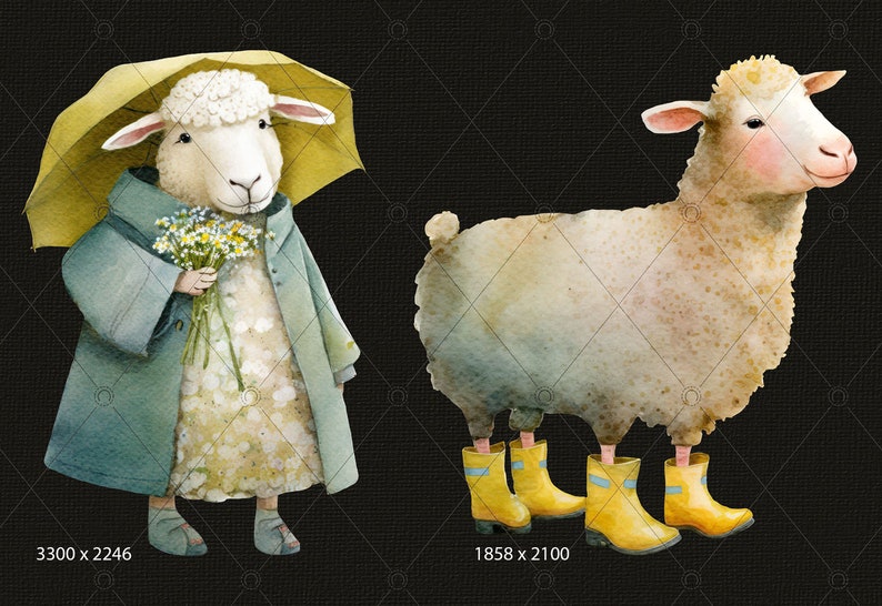 Watercolor Spring Easter Cute Lamb Sheep Clipart, Digital Spring Easter ...