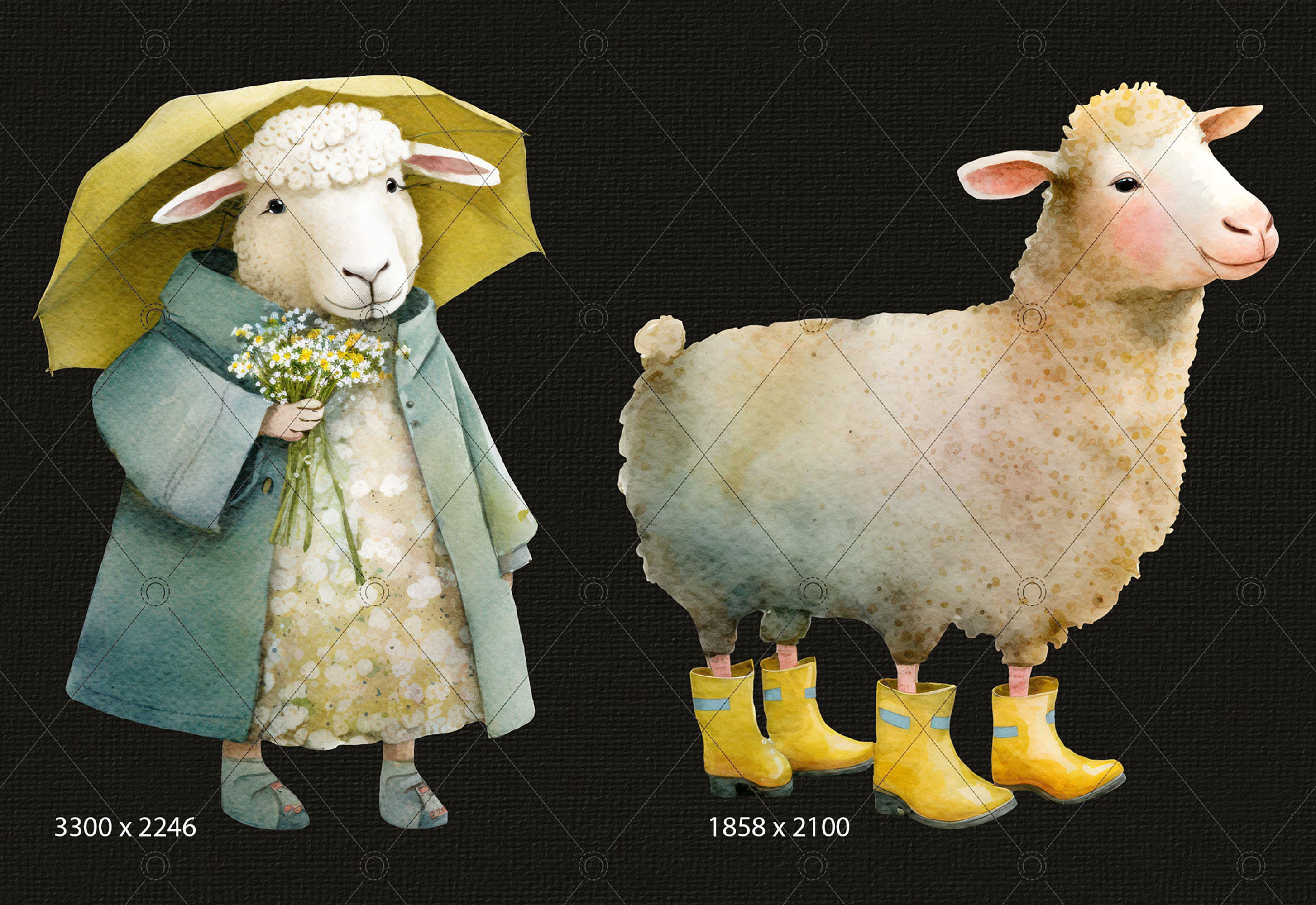 Watercolor Spring Easter Cute Lamb Sheep Clipart, Digital Spring Easter ...