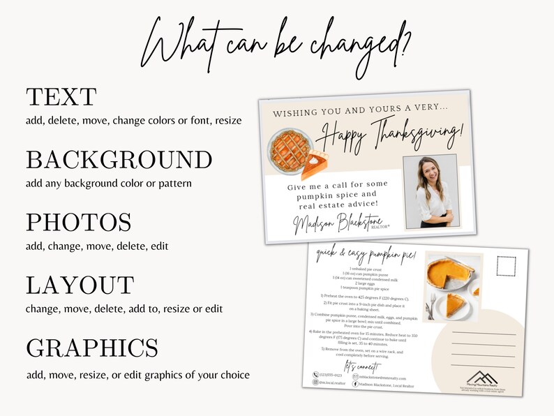 Pumkpin Pie Theme Real Estate Postcard Marketing for Realtors & Real ...