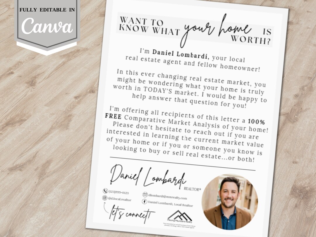 Real Estate Marketing Letter Offer Free CMA Compartative Market ...