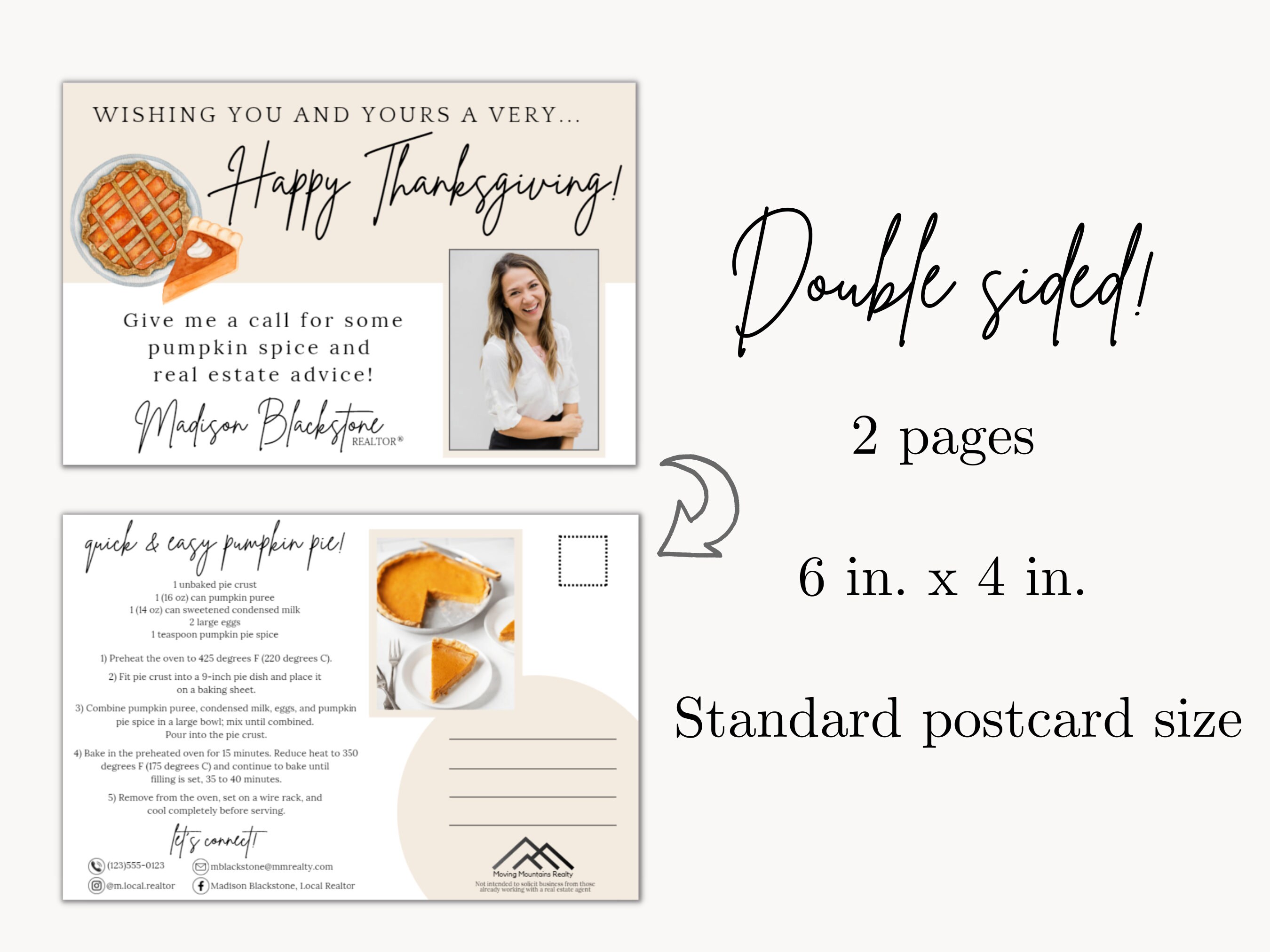 Pumkpin Pie Theme Real Estate Postcard Marketing for Realtors & Real ...