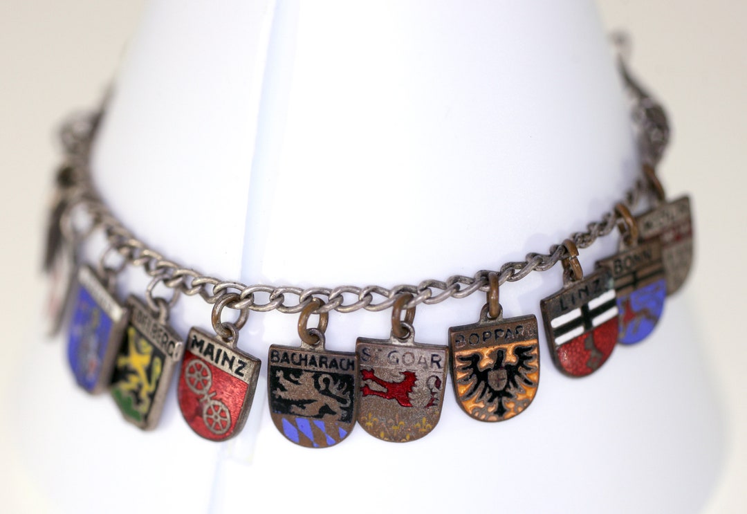 Antique Flags Charm Bracelet From Germany Circa 1920s-sterling Silver ...