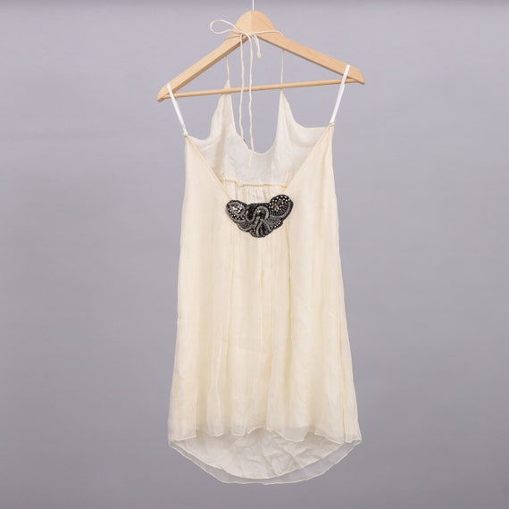 Lulu ladies vintage cream silk tunic dress with bead … - Gem