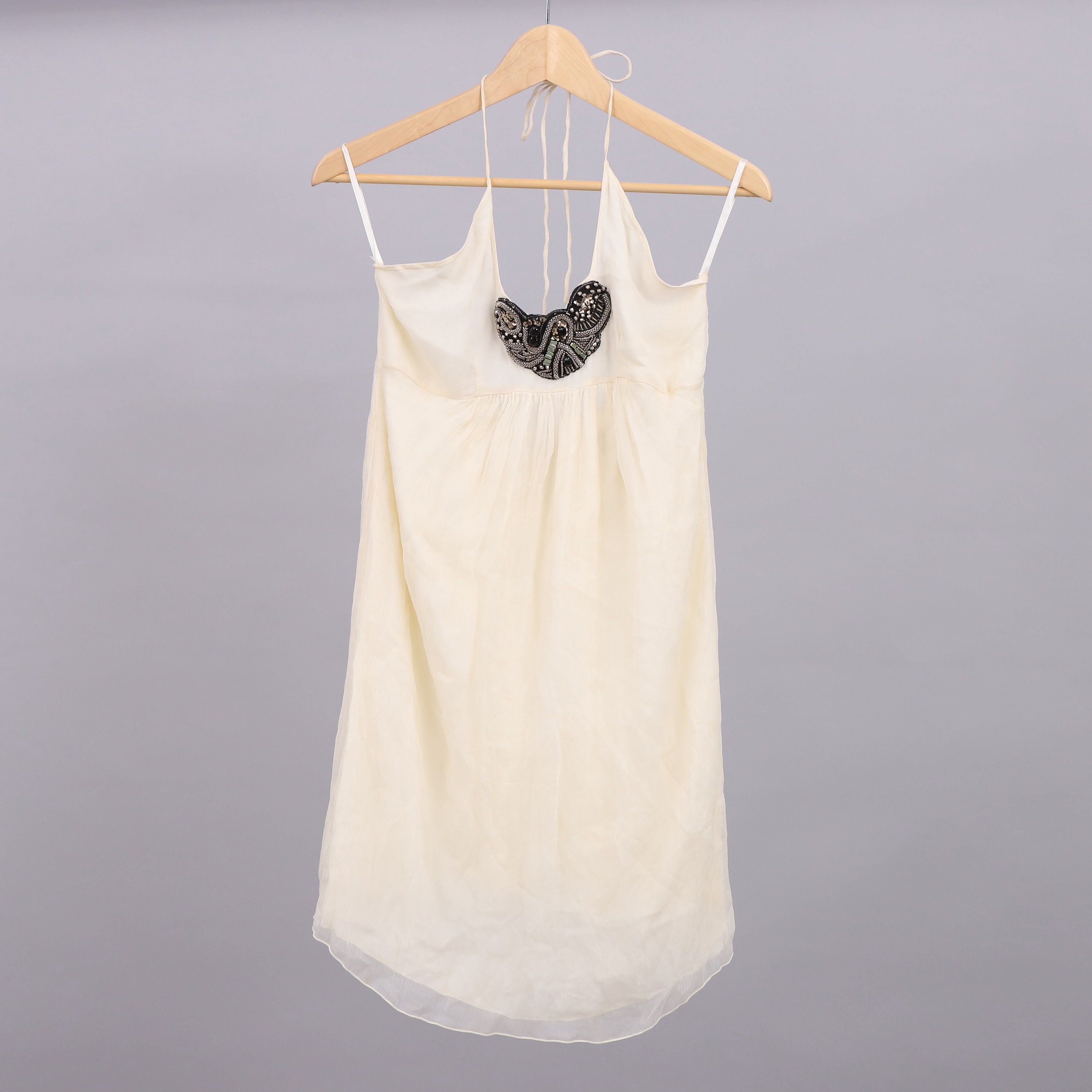 Lulu Ladies Vintage Cream Silk Tunic Dress With Bead Embellishment ...