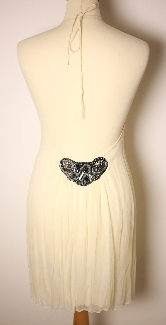 Lulu ladies vintage cream silk tunic dress with bead … - Gem
