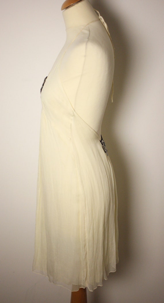 Lulu ladies vintage cream silk tunic dress with bead … - Gem