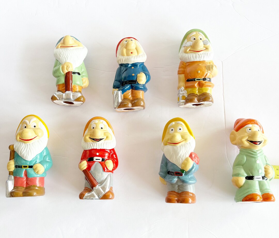 DISNEY 7 Dwarfs Chalkware Vintage MCM Set of Figures Garden Decor ...