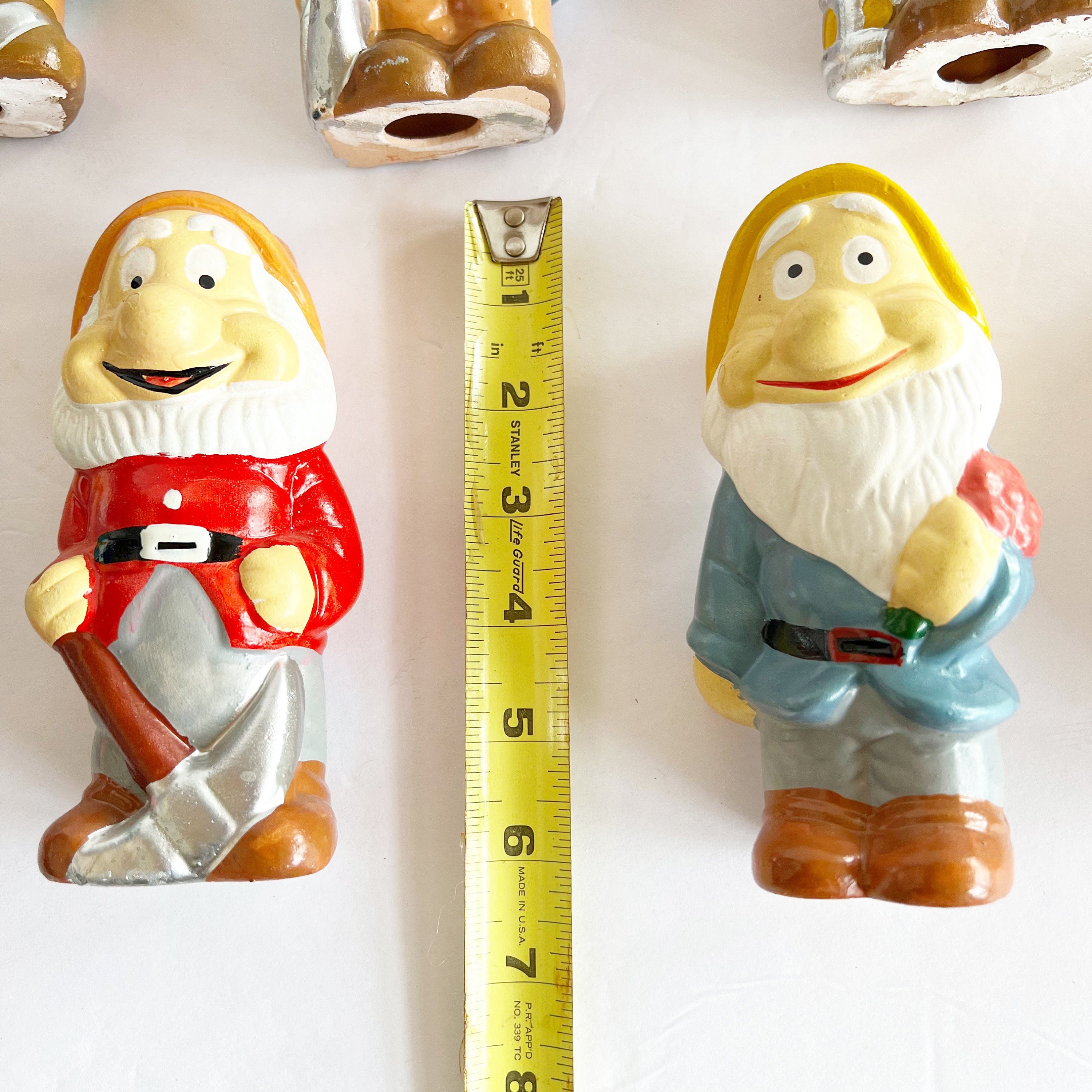 DISNEY 7 Dwarfs Chalkware Vintage MCM Set of Figures Garden Decor ...