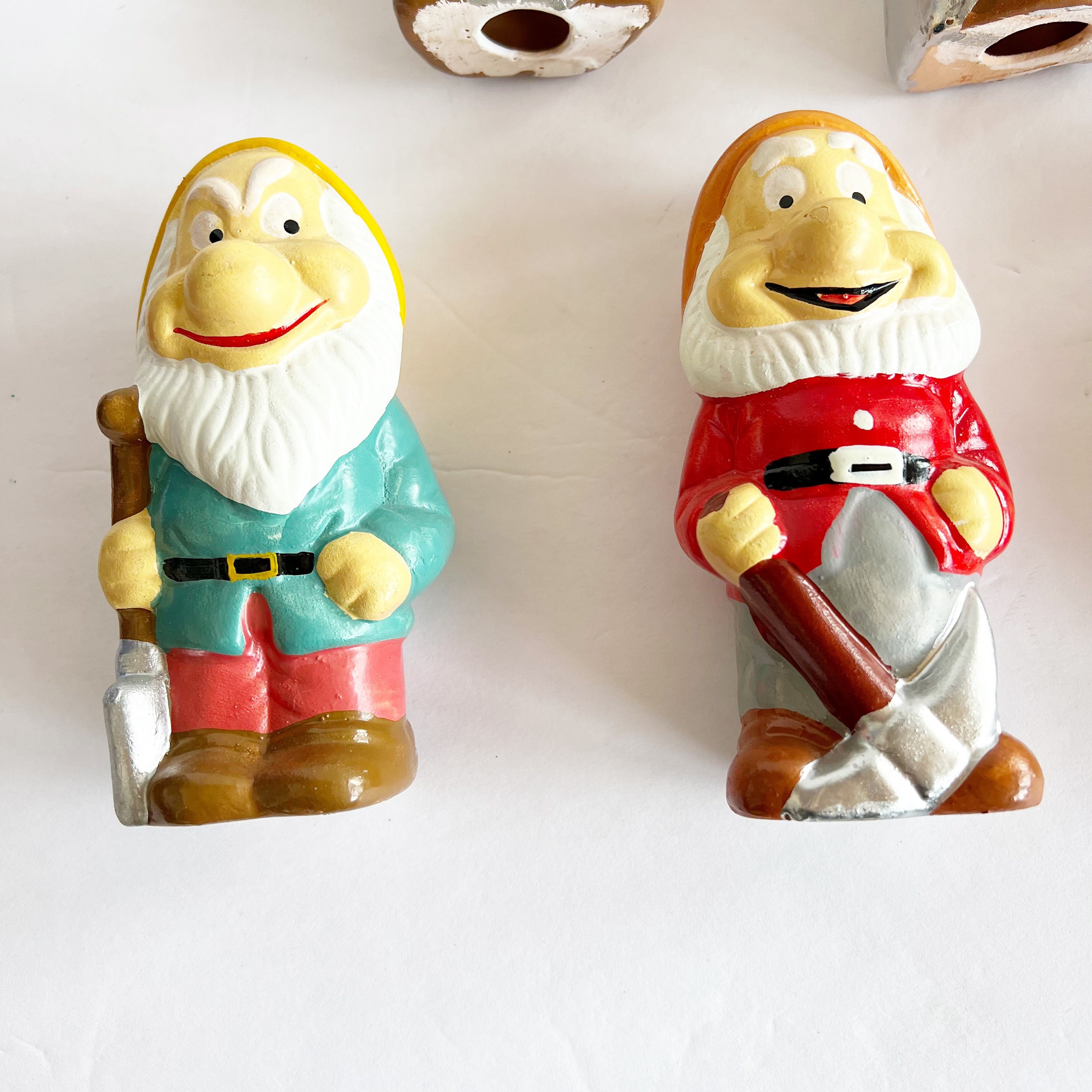 DISNEY 7 Dwarfs Chalkware Vintage MCM Set of Figures Garden Decor ...