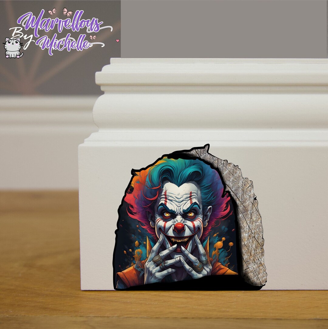 Scary Horror Evil Circus Clown in Hole Mouse Hole Wall, Skirting Board ...