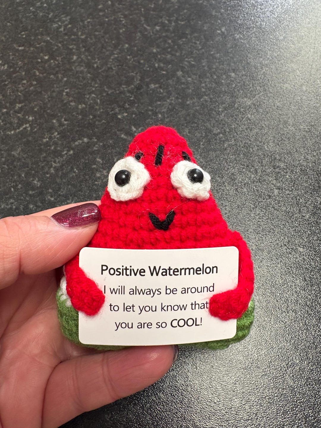 Handmade Crochet Cute Positive Watermelon Emotional Support Wellbeing ...