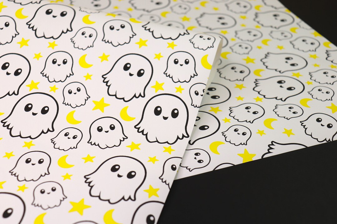 Handmade Cute Kawaii Spooky Ghost Wrapping Paper Gift Wrap A2 Sheets ...
