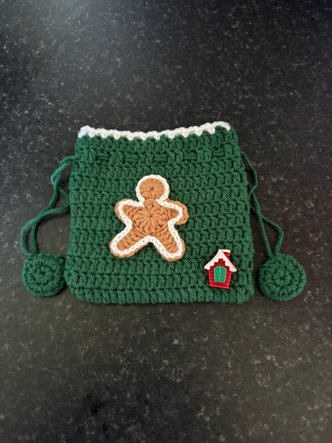 Handmade Cute Crochet Gingerbread Man Coin Purse Pouch Drawstring ...