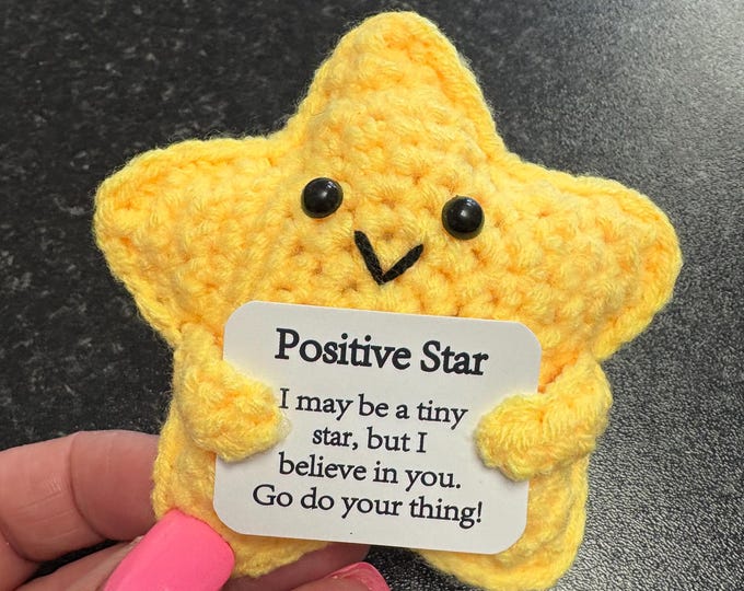 Handmade Crochet Pal Positive Star Emotional Support Wellbeing Keepsake ...