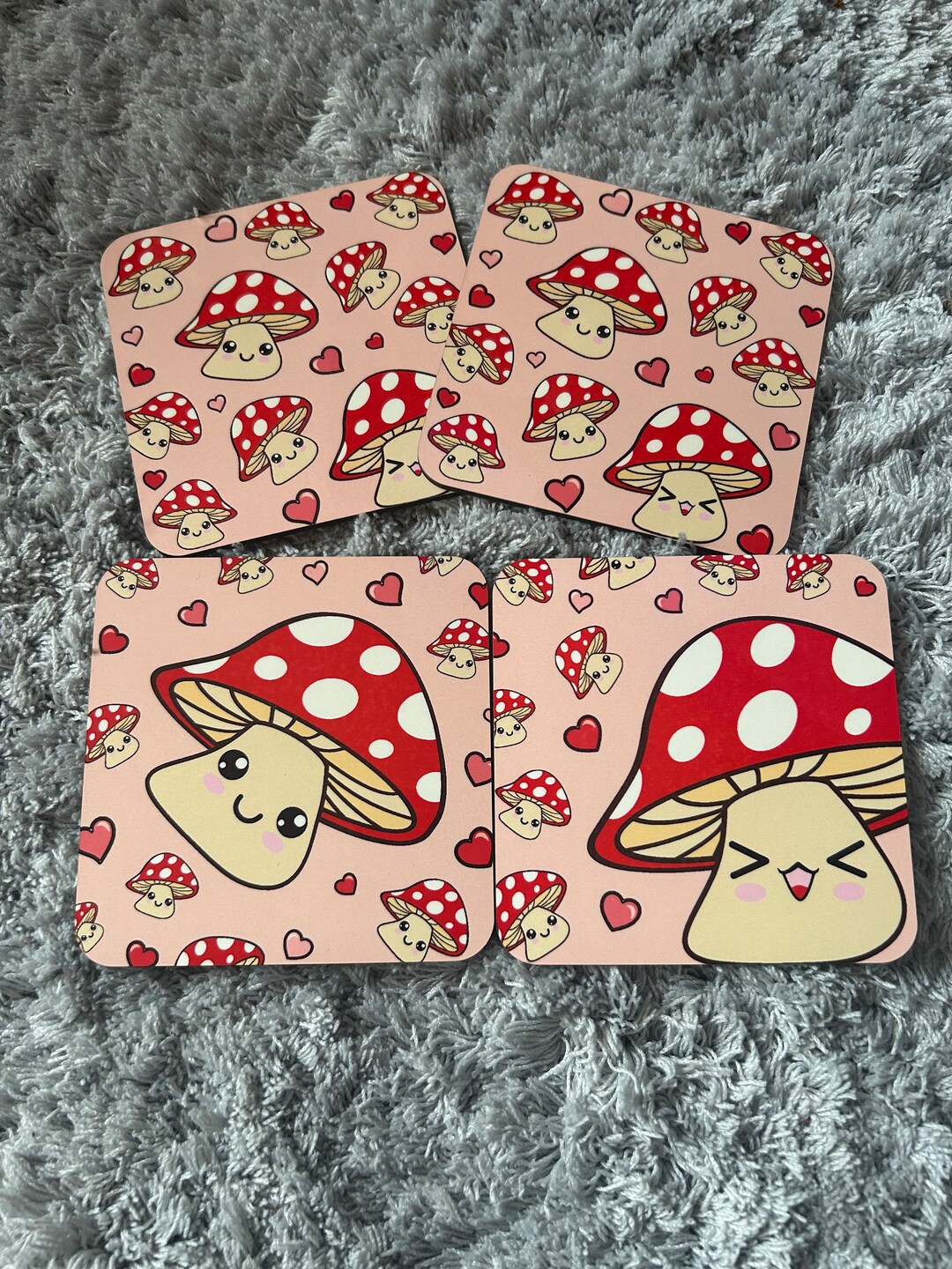 Handmade Cute Kawaii Mushroom Toadstool Mushy Fun Coasters Tea and ...