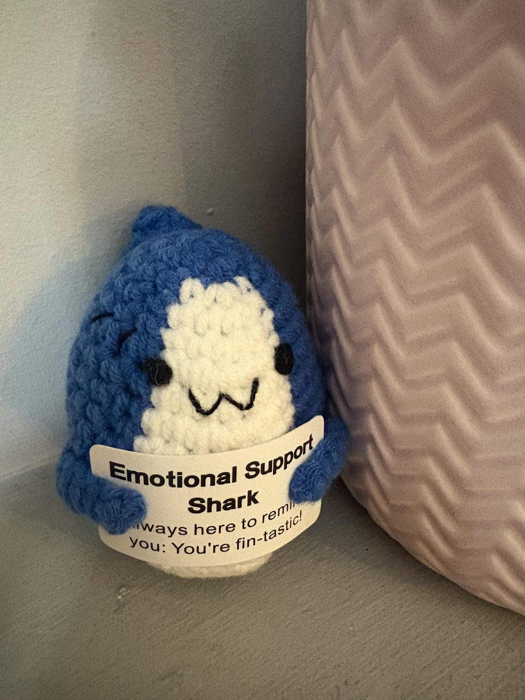 Handmade Crochet Blue Positive Shark Emotional Support Wellbeing ...