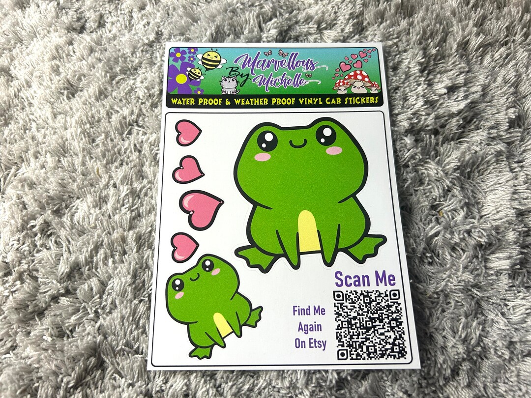 Handmade Cute Kawaii Frog Froggy Vinyl Contour Cut A6 Sticker Decal ...