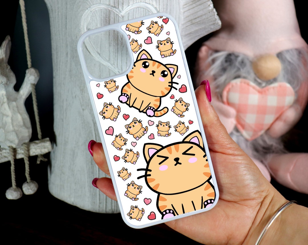 Handmade Cute Kawaii Tabby Kitty Cat Mobile Phone Case Fits iPhone 14 ...