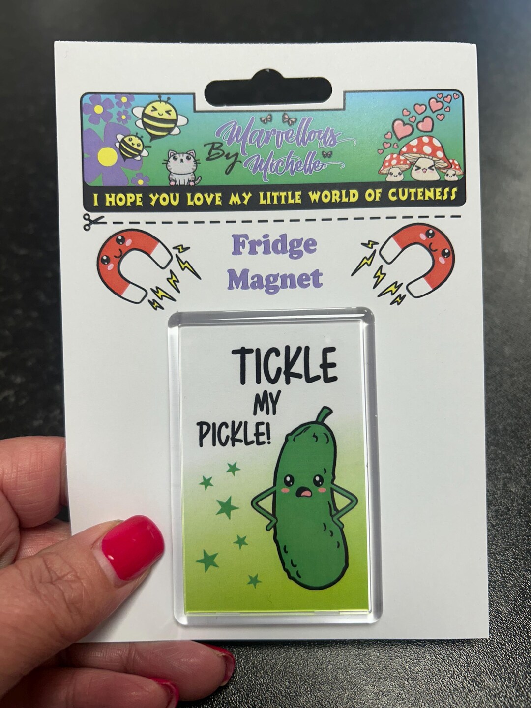 Handmade Cute Kawaii Funny Pickle Tickle My Pickle Fridge Magnet ...