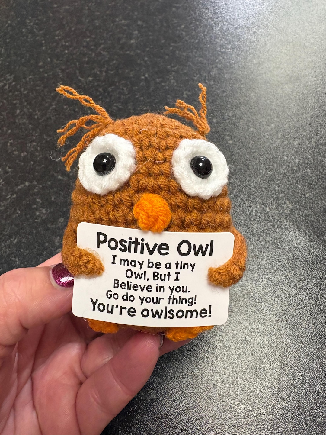 Handmade Cute Crochet Positive Owl Emotional Support Wellbeing Keepsake ...